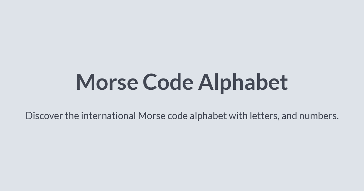 Morse Code Alphabet